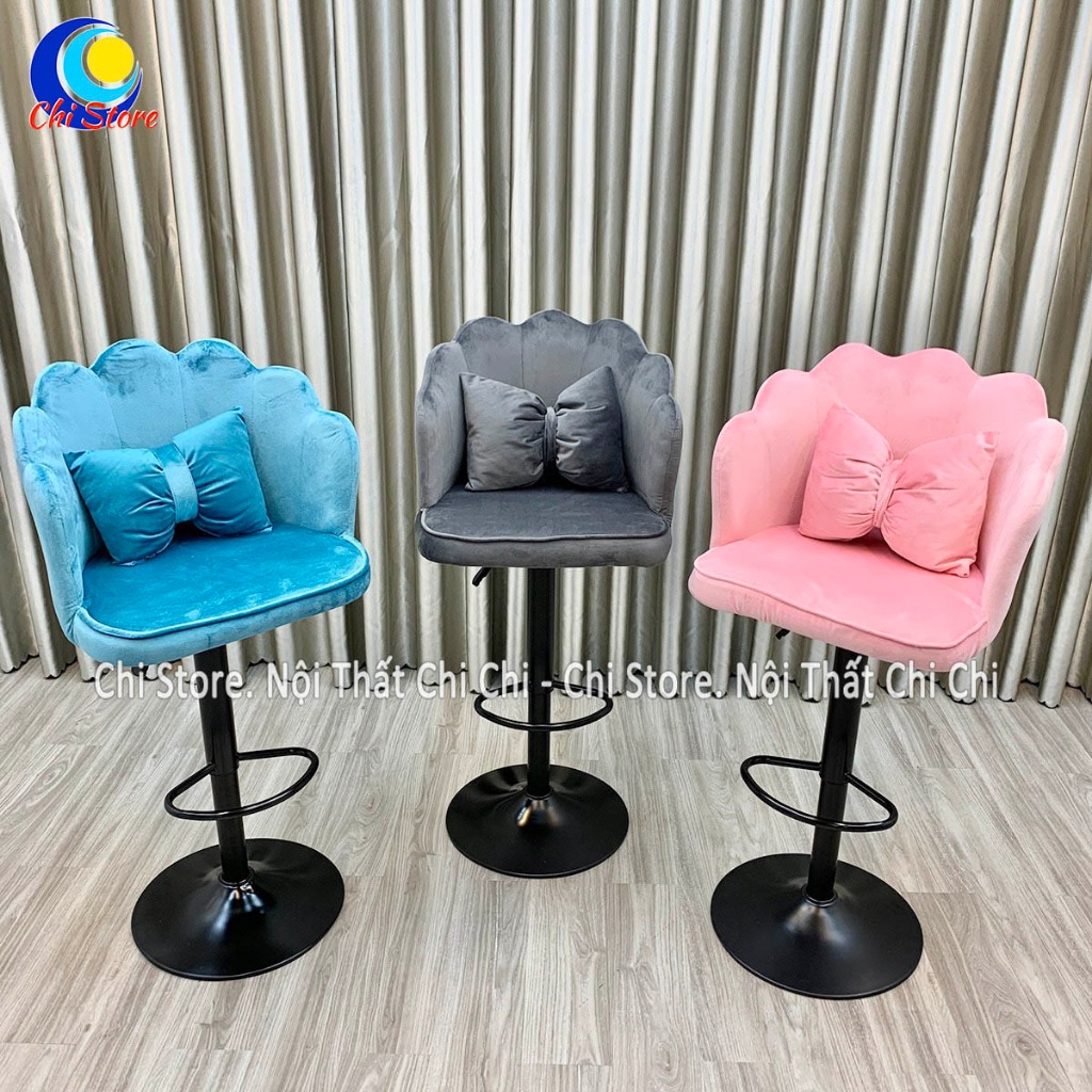 Ghế Quầy Bar, Makeup Bọc Nỉ Nhung, Ghế Lễ Tân Xoay Vương Miện Tựa Lưng ...