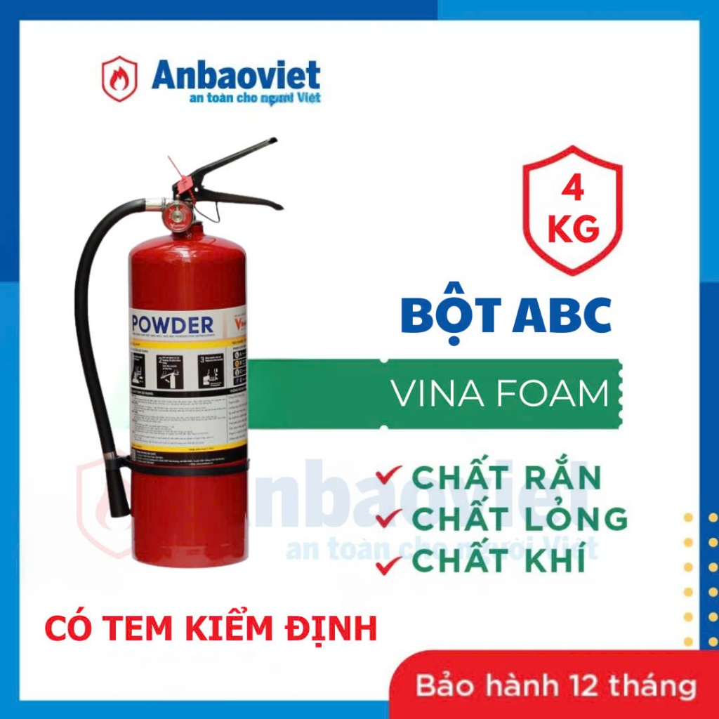 Bình chữa cháy bột ABC 4kg, VINAFOAM, model: VP4 | Shopee Việt Nam