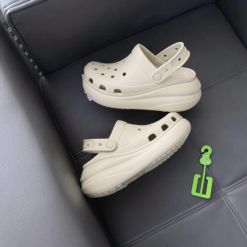 [ CHÍNH HÃNG ] GIÀY CLOG CROCS CLASSIC CRUSH SLIDES CREAM - BONE nữ ...