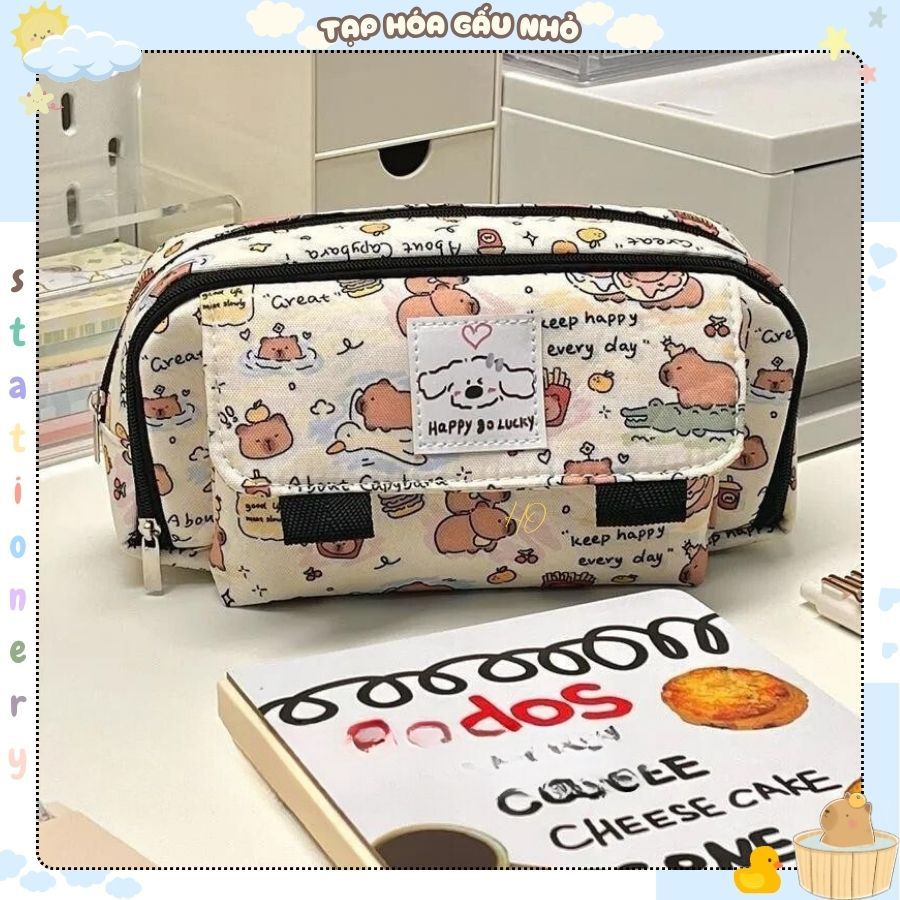 Bóp viết Capybara hộp bút nhiều ngăn Happy go luck Capybara New nhiều ...