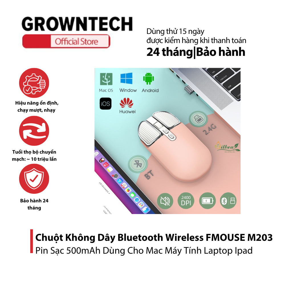 Chuột không dây bluetooth Wireless FMOUSE M203 Pin Sạc 500mAh dùng cho ...