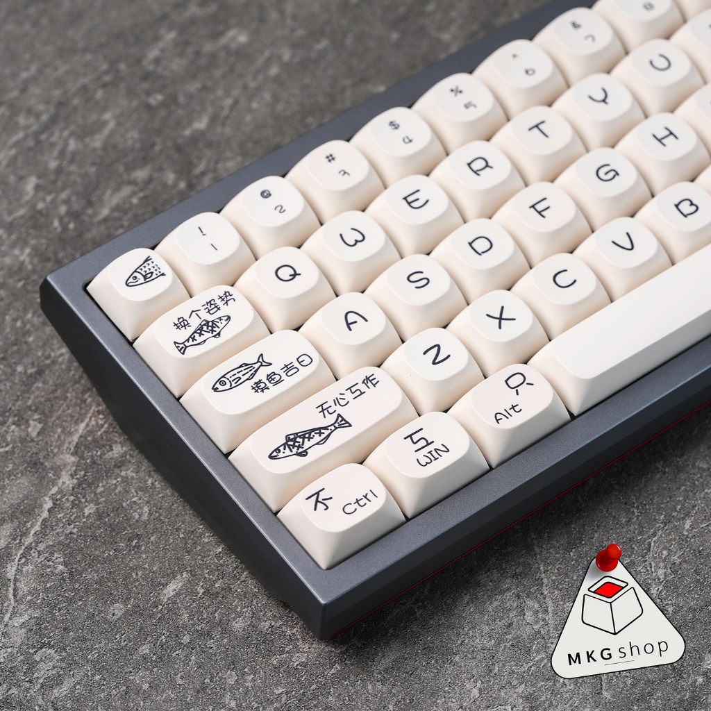 Keycap Cá nướng - PBT dyesub - MA profile - trắng chữ đen 123 nút bàn ...