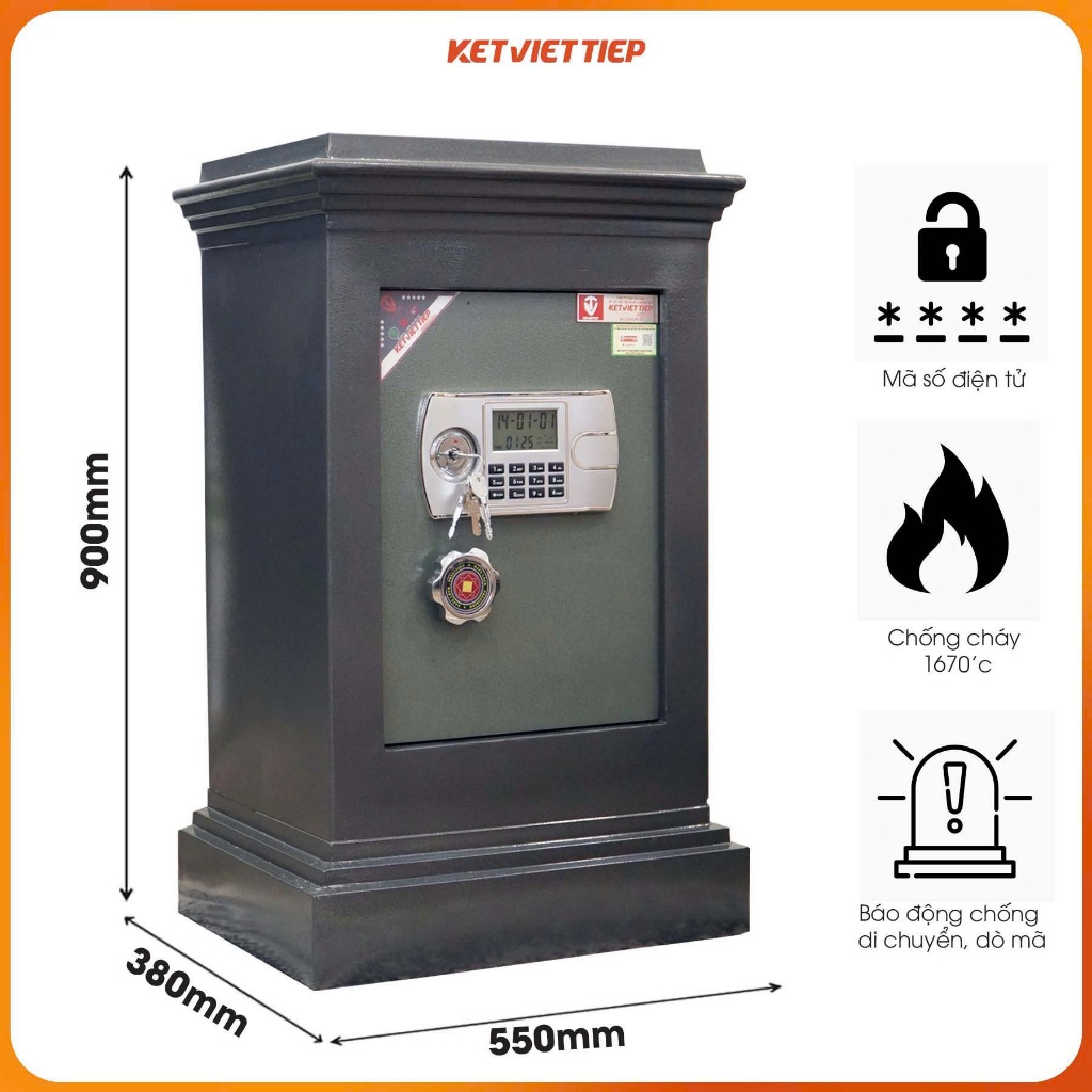Két Sắt Việt Tiệp Điện Tử Cỡ Lớn KVT506DT 120kg, 90kg, 80kg Chống Cháy ...