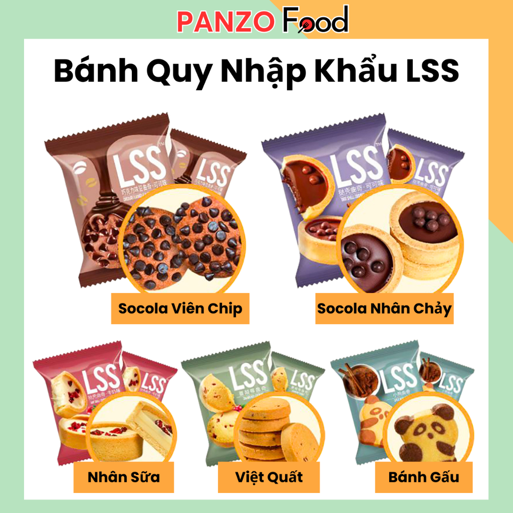 1KG Bánh quy bơ sữa nhân chảy kem socola mix vị nhập chính hãng LSS ...