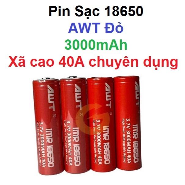 [P25] Pin sạc 18650 siêu xã cao hãng AWT Dung lượng 3000mAh xã 40A ...