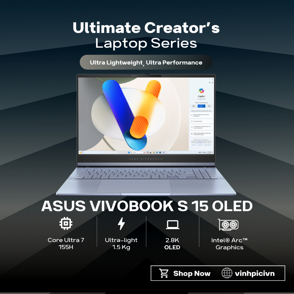Laptop ASUS Vivobook S 15 OLED S5506 (Ultra7-155H/ Intel Arc/ Ram 32GB ...