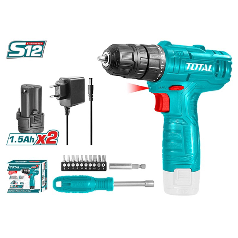 Bộ máy khoan TDLI12415 dùng pin 12V và tua vít TOTAL TOSLI22111 Kèm 2 ...