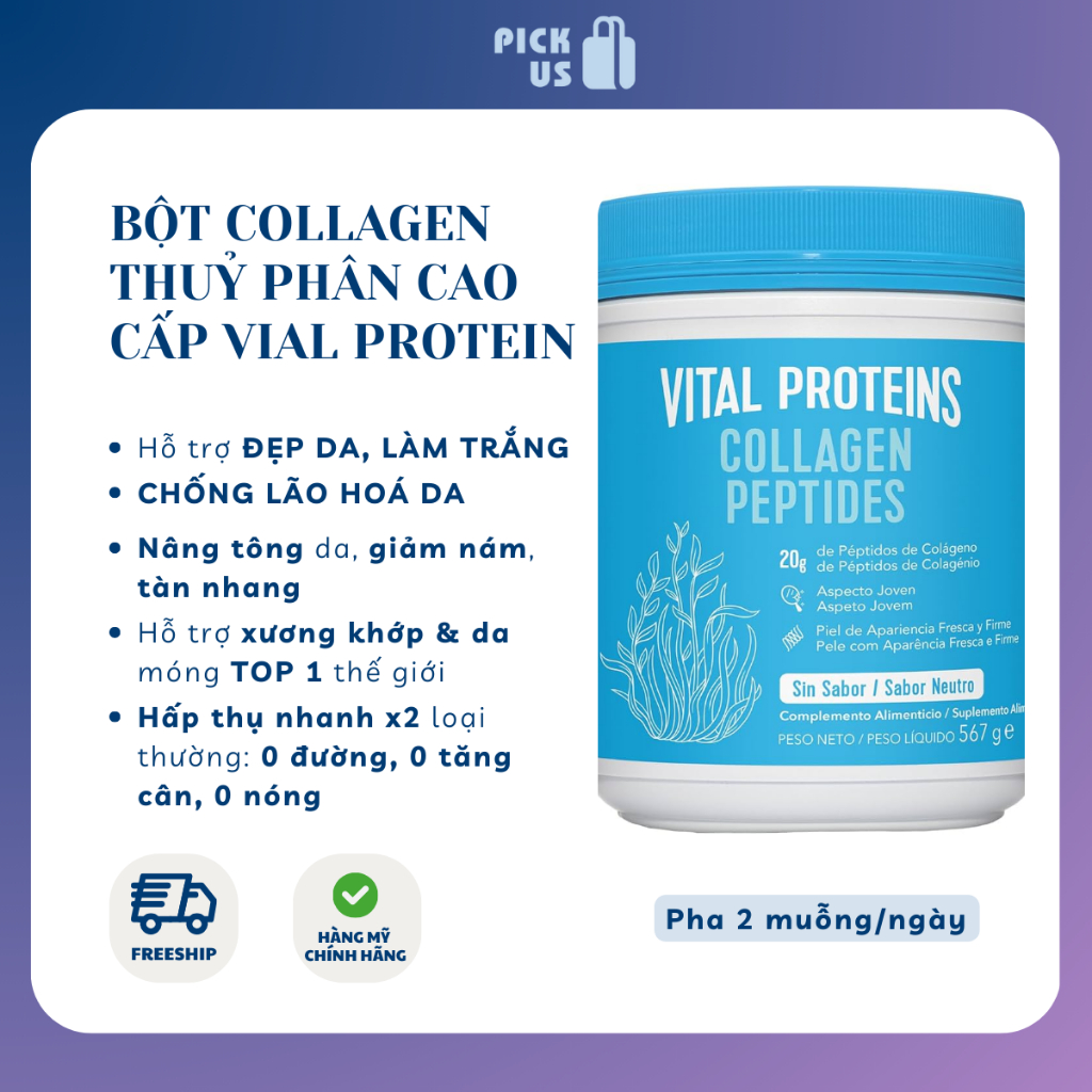 [Date mới 02/29] Bột Collagen Thuỷ Phân Cao Cấp Vital Proteins Collagen ...