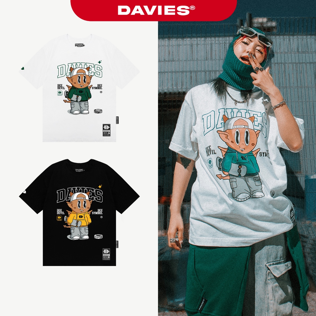 Áo thun local brand DAVIES nam nữ form rộng tay lỡ Devil Sketer Tee | D29-T5 | Shopee Việt Nam