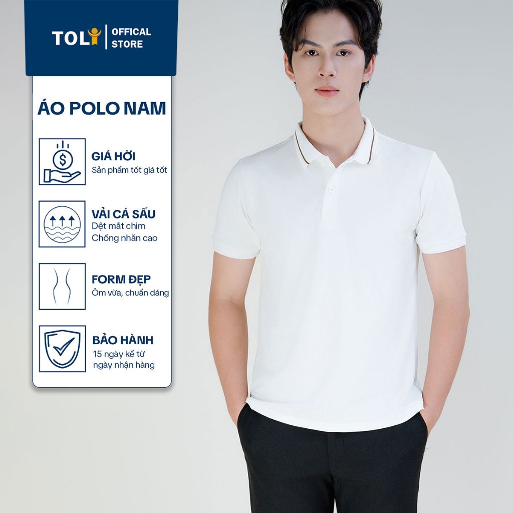 Áo Thun Polo Nam TOLI cổ bo thanh lịch độc quyền, Form suông vải cá sấu mắt chim chống nhăn PLK ...
