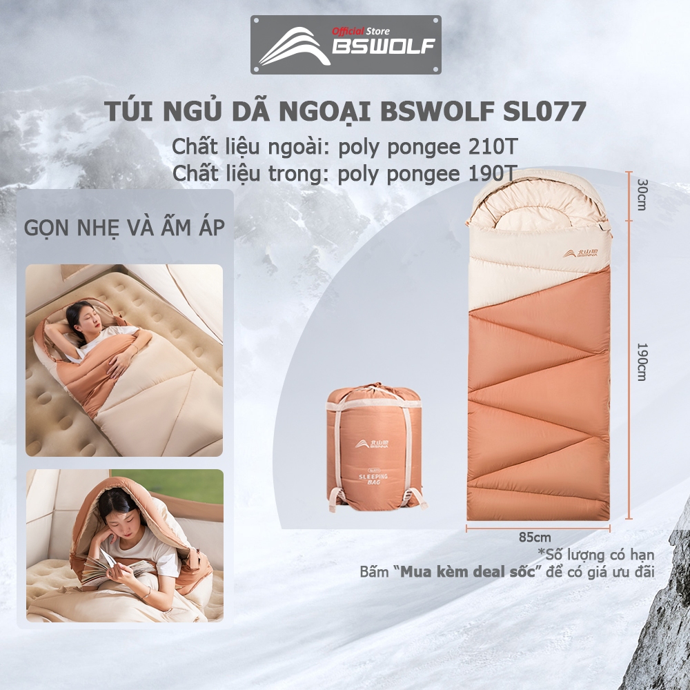 Túi ngủ camping gấp gọn cao cấp BSWolf SL077 Văn Phòng, Cắm Trại, Dã Ngoại, Trekking | Shopee ...
