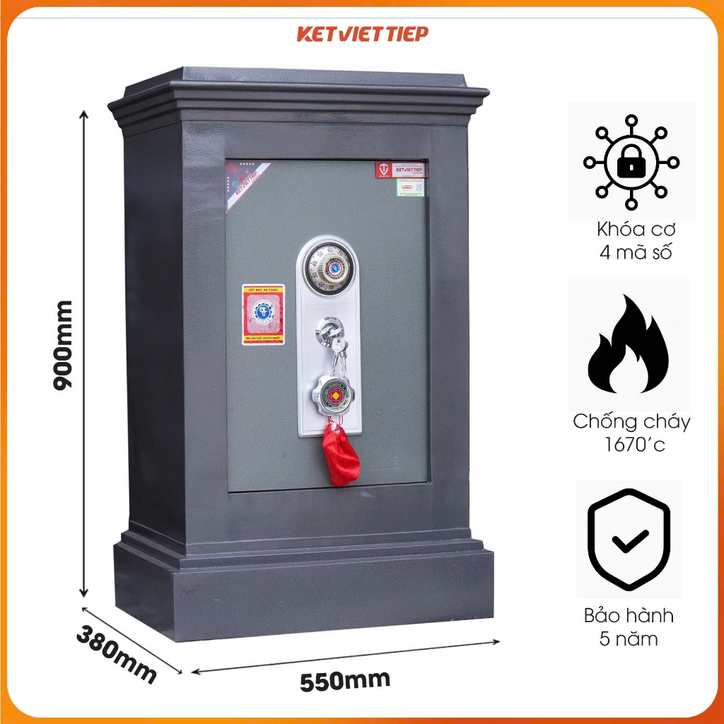 Két sắt Việt Tiệp KVT66KC Nặng 130kg Khóa Cơ Miễn Phí Vận Chuyển Toàn ...