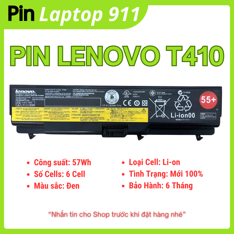 Pin laptop Lenovo ThinkPad T410 T420 T510 T520 L410 L412 L420 L421 L510 ...