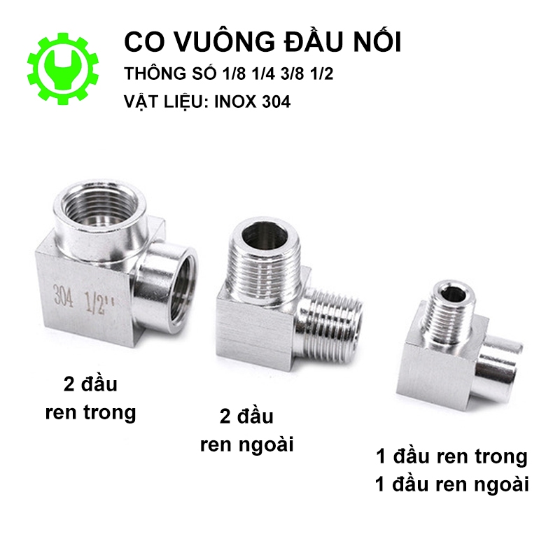Co vuông đầu nối ren G vật liệu inox 304 các loại G1/8 G1/4 G3/8 G1/2 G3/4 | Shopee Việt Nam