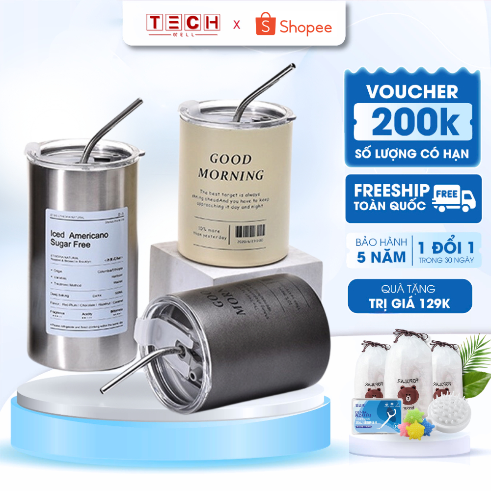 Ly Giữ Nhiệt Iced Americano Inox 304 Đúc Liền Khối Cao Cấp Có Nắp Đậy Tặng Kèm Ống Hút | Shopee ...