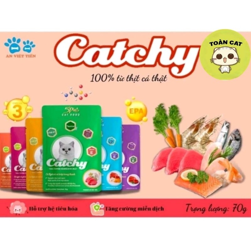 Pate Catchy 5 PLUS gói 70gr cho mèo- Pate cho mèo | Shopee Việt Nam