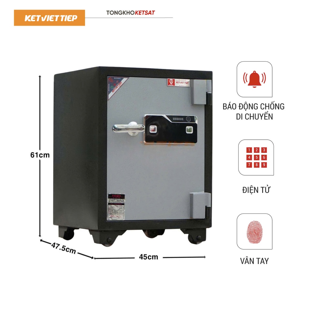 Két Sắt Vân Tay Điện Tử Việt Tiệp KVT405-VT Nặng 80KG Chống Cháy Cao ...