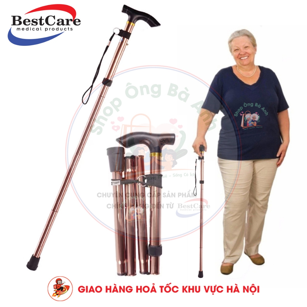 Gậy chống, Gậy Batoong BestCare Chính Hãng gấp gọn 4 khúc cho người già ...