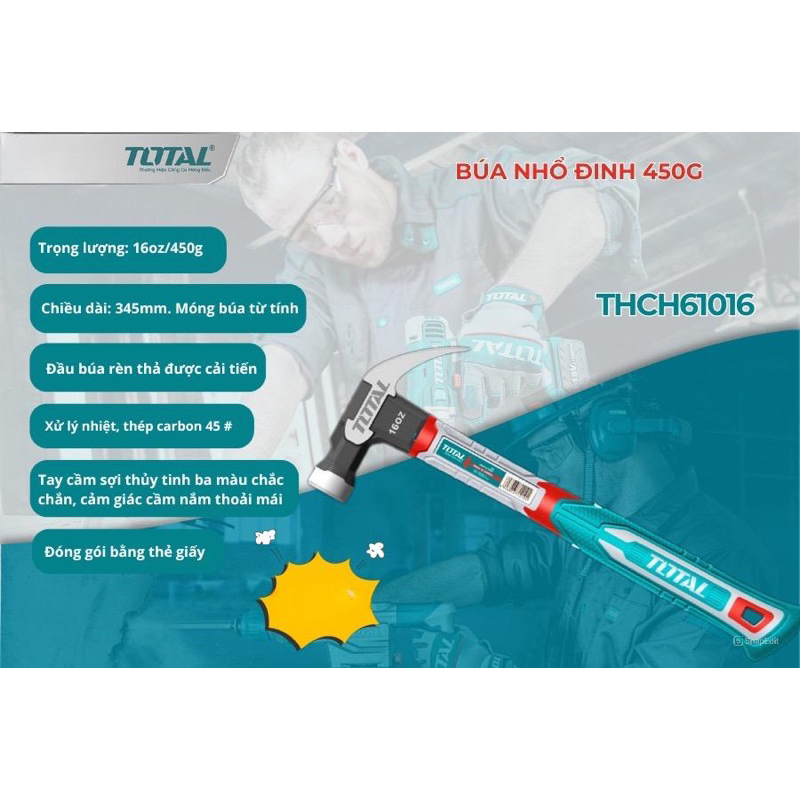 Búa nhổ đinh 450g Total THCH61016 | Shopee Việt Nam