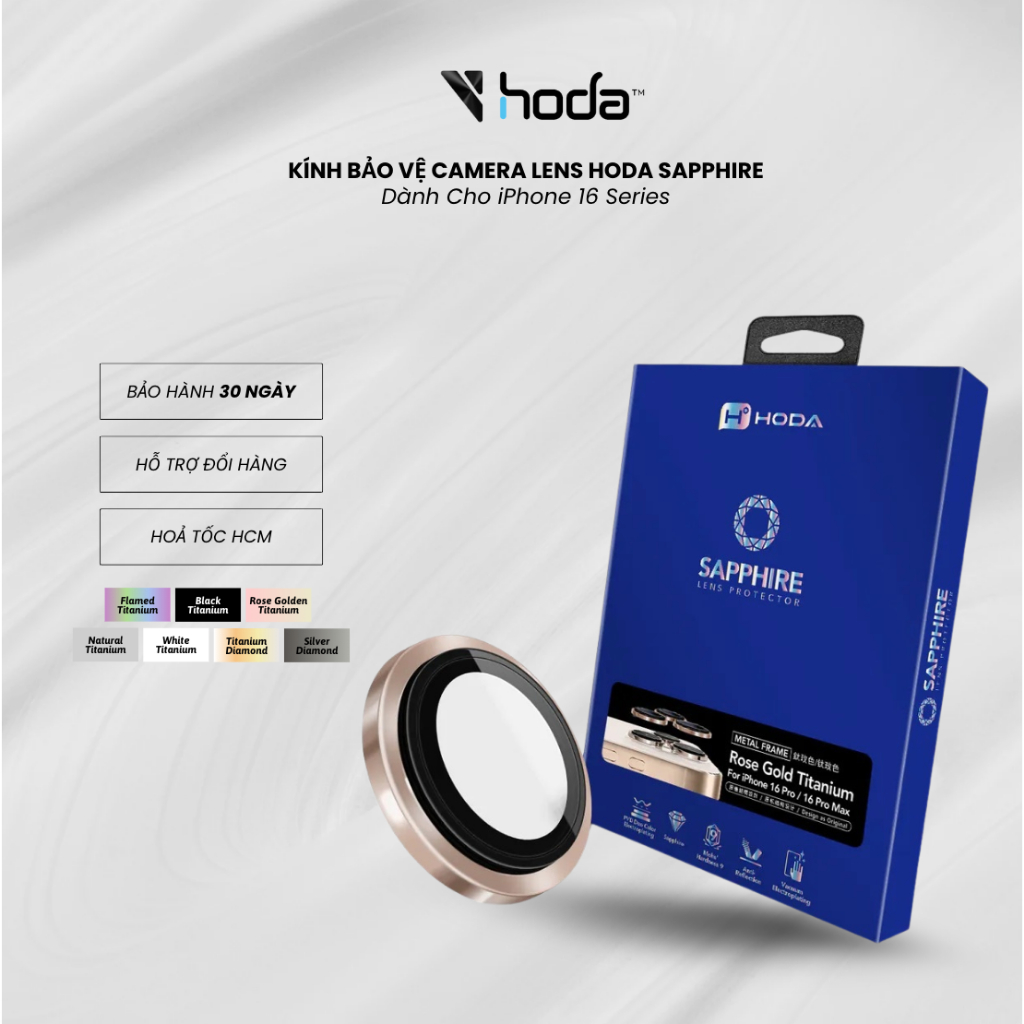 Kính Bảo Vệ Camera Lens Hoda Sapphire Cho Iphone 16 Pro/ 16 Pro Max ...