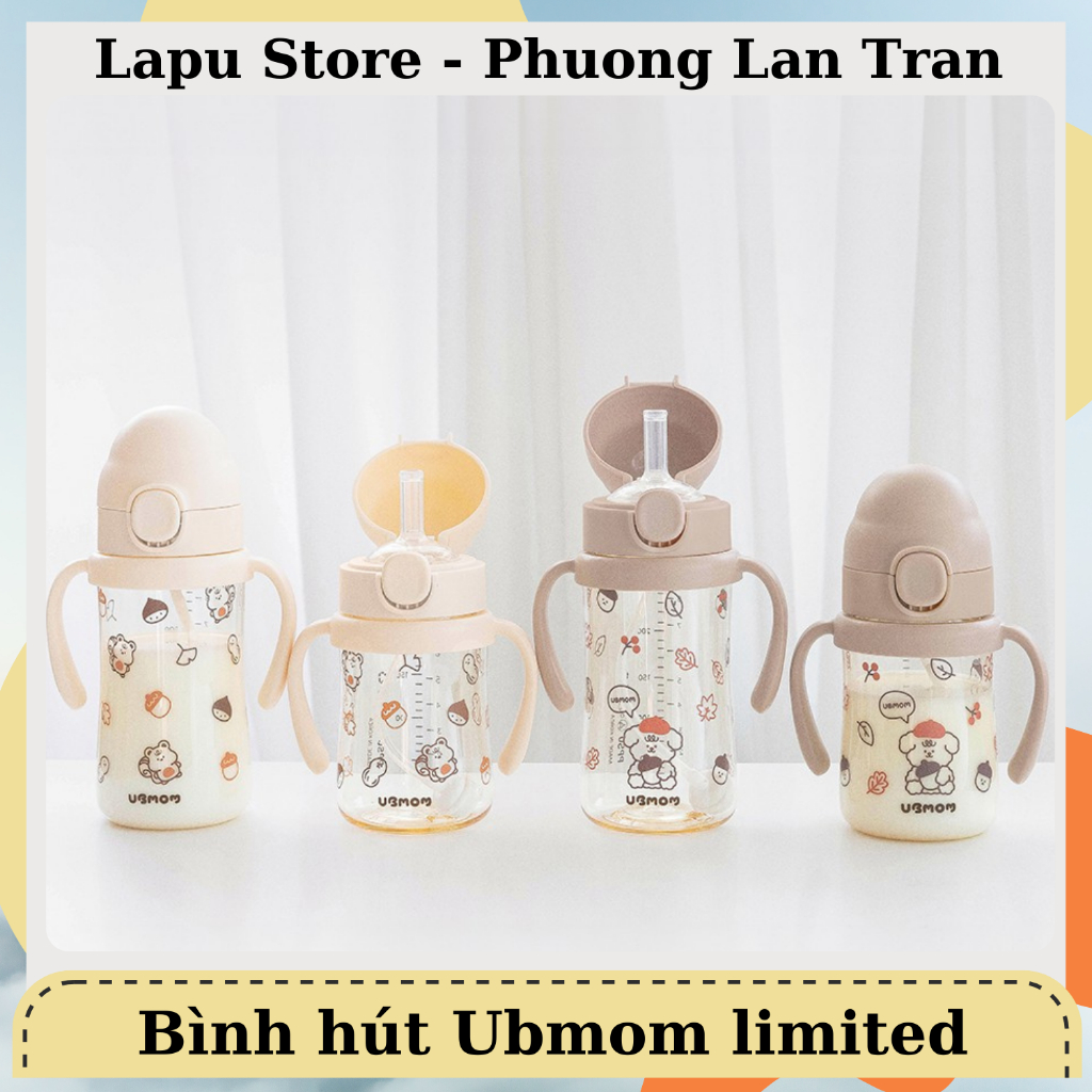 Bình hút Ubmom tay cầm size 200ml 280ml Nội địa Hàn (có đổi núm ti Ubmom) - Spring, Summer ...
