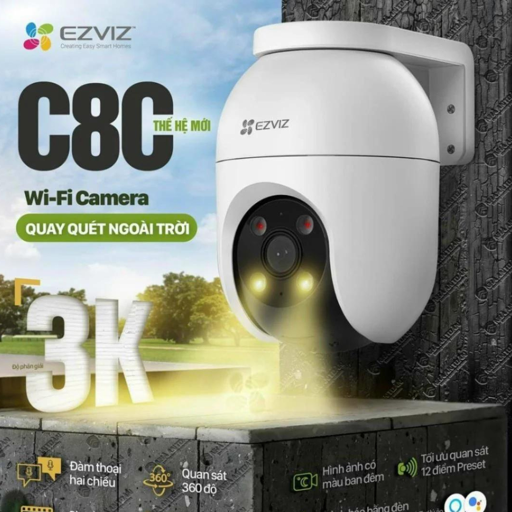 Camera ezviz C8C 2K+, C8C 3K wifi ngoài trời siêu nét,xoay 360, đàm thoại 2 chiều, có màu đêm ...