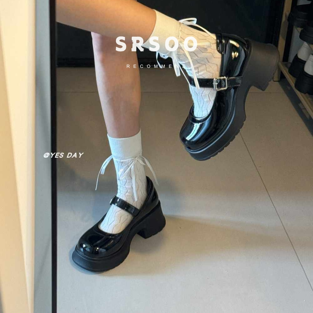 Giày mary jane SRSOO nữ cao gót đế vuông đơn giản mũi tròn cao 5cm ...