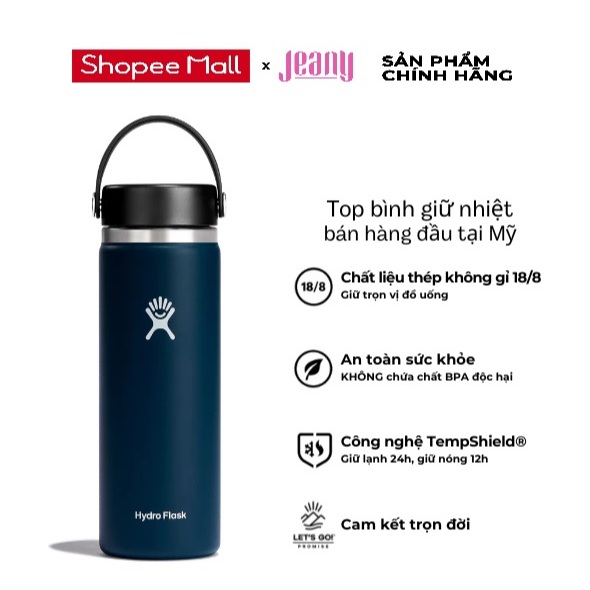 Bình giữ nhiệt Hydro Flask 20 OZ Wide Flex Cap có nắp vặn 591ML - Hàng chính hãng (Phiên Bản ...