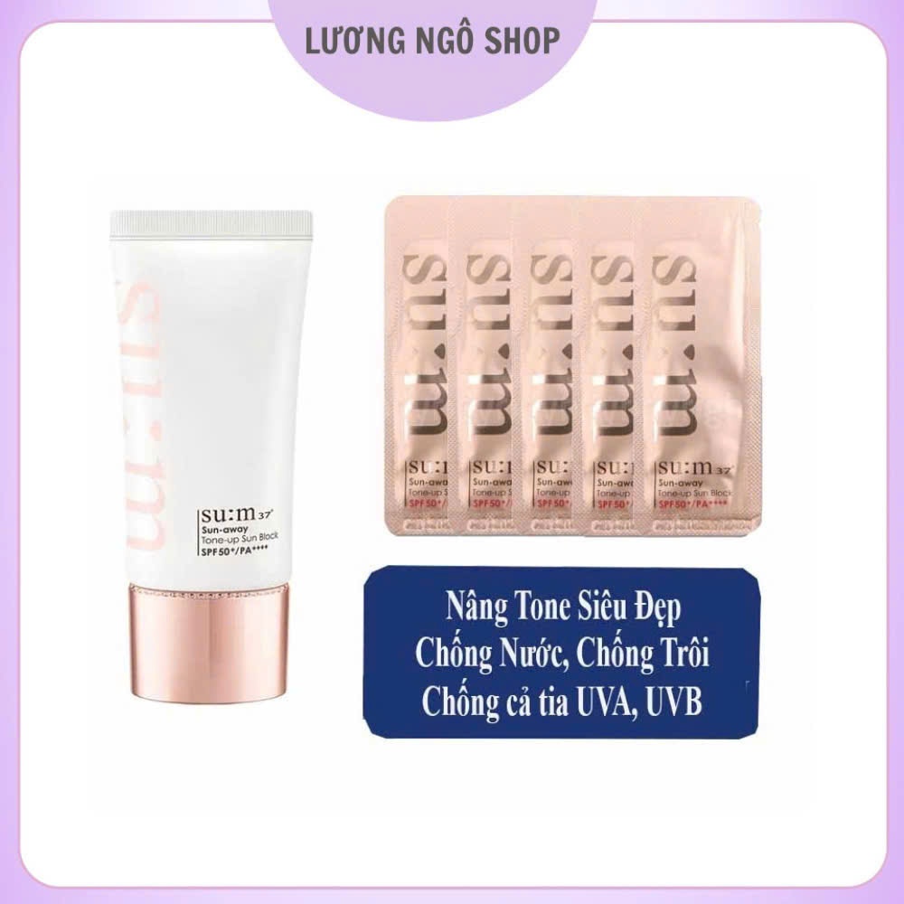 [Combo 30 gói = 30ml] Gói Kem chống nắng nâng tone cho da SUM:37° Sun-Away Tone-Up Sun SPF50+/PA ...