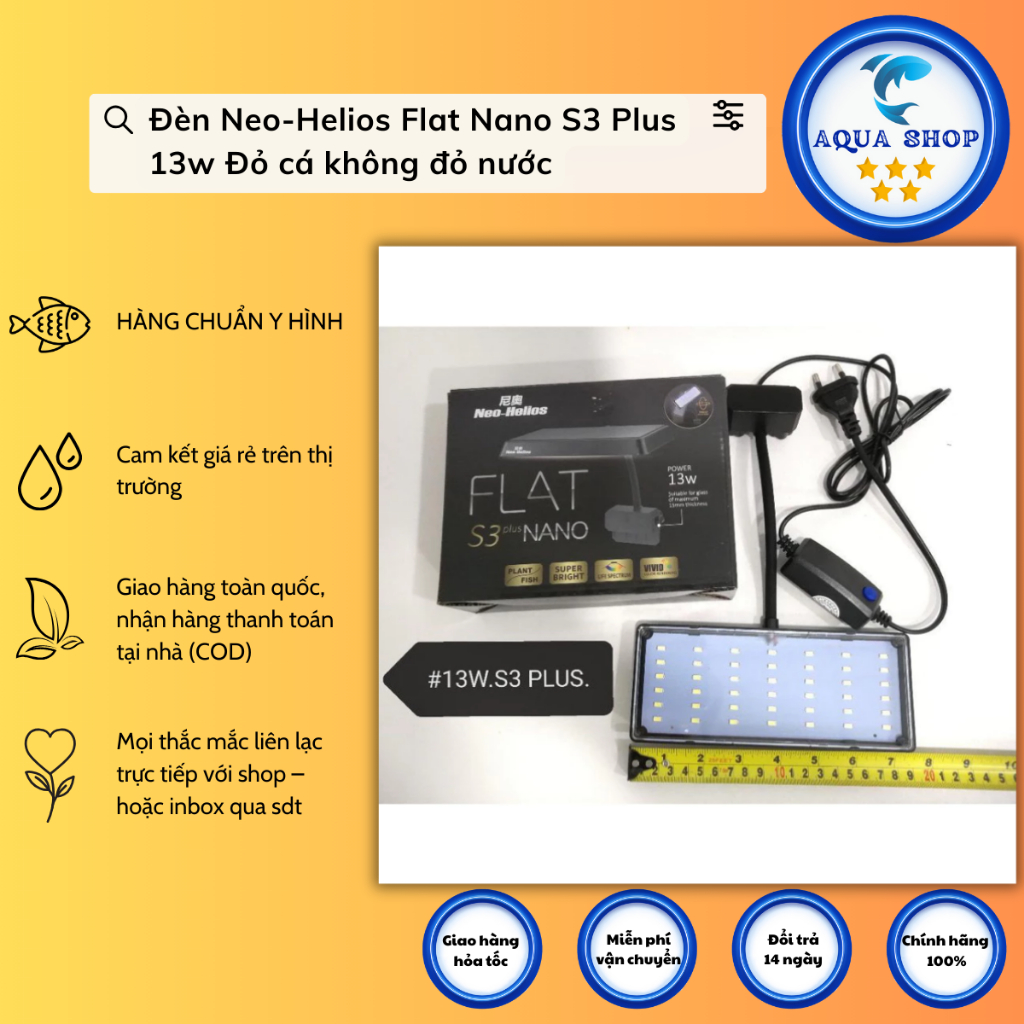 Đèn Neo-Helios Flat Nano S3 Plus 13w/ Đèn CF02 GRB Đỏ cá không đỏ nước ...