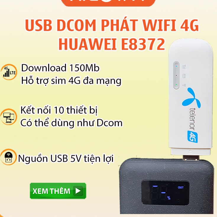 Dcom phát wifi Glofi F8, E8372 4g tốc độ 150Mbps – hỗ trợ 10 thiết bị ...