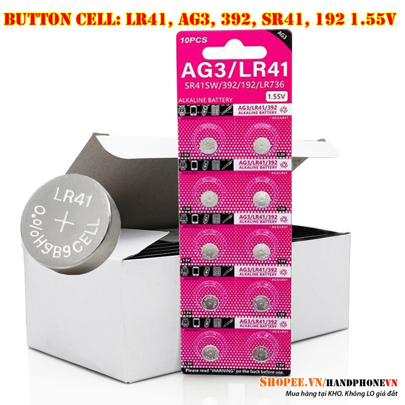 1 vỉ 10 viên pin cúc áo 1.55V AG3/ LR41/ SR41/ 392 / 192 / L736F Button ...