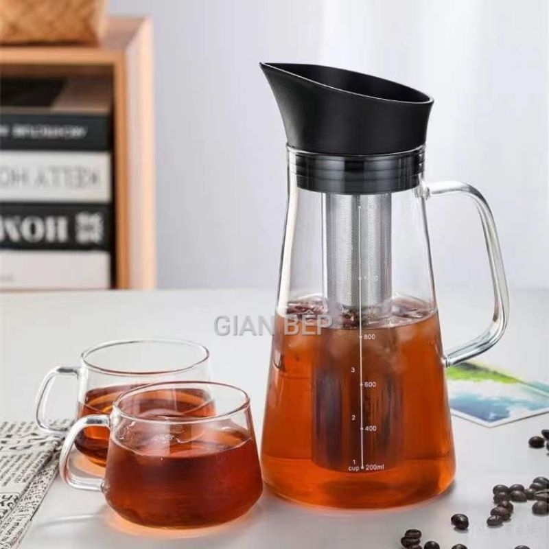 Bình Pha Cà Phê Cold Brew 1200ML Thủy Tinh Chịu Nhiệt, Bình Ủ lạnh Cafe ...