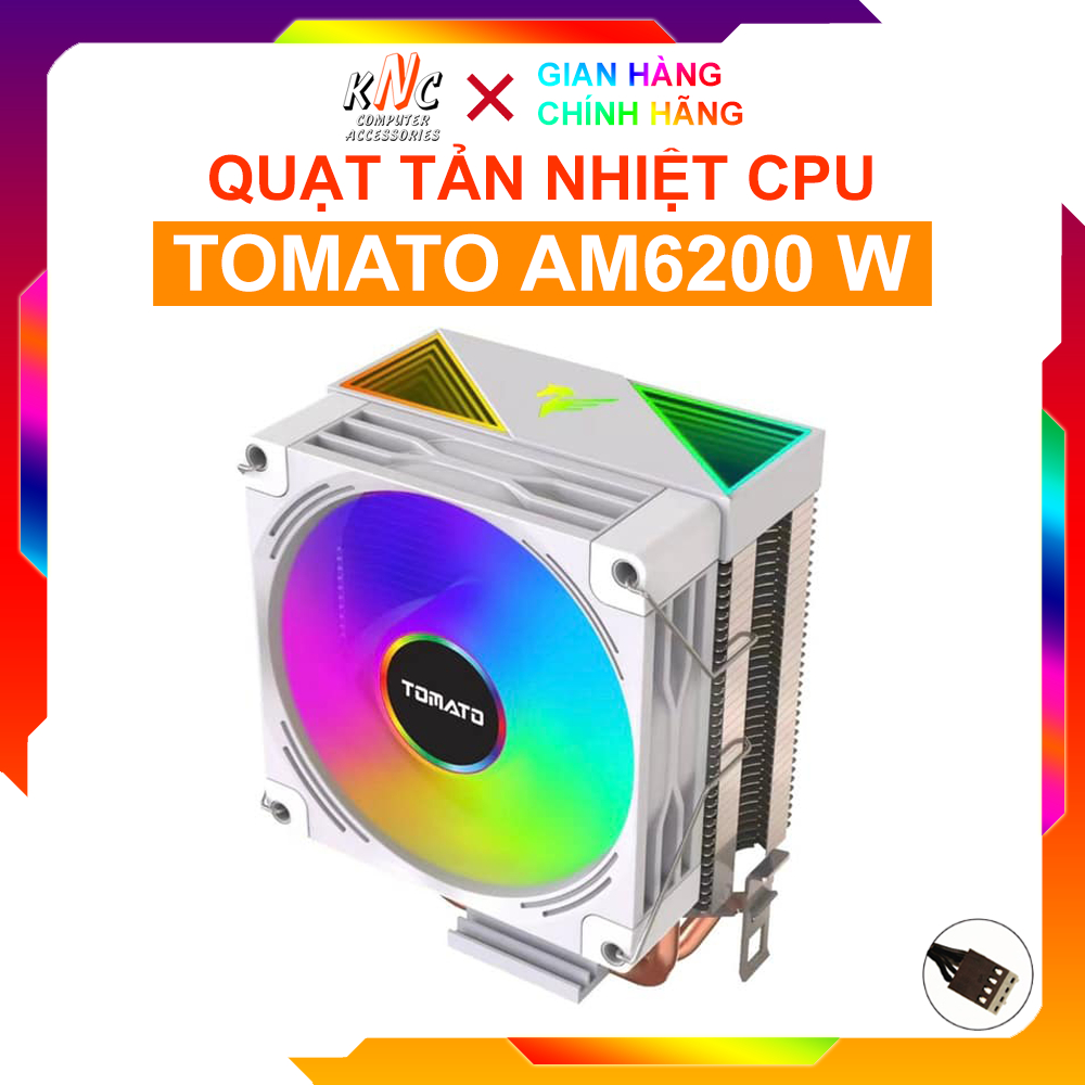 Quạt Tản Nhiệt CPU Tomato AM6200 Trắng Led RGB Fan 9cm Điều Tốc Theo ...