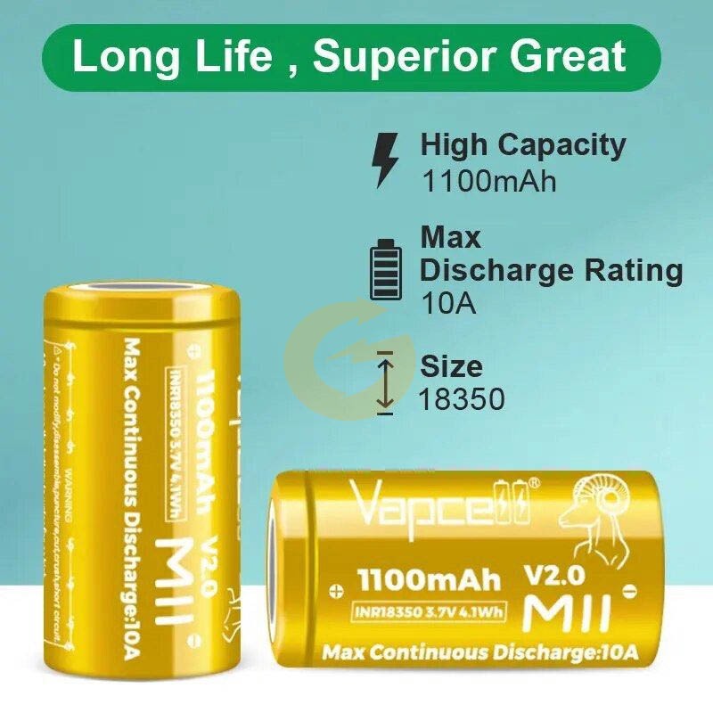 [P38] Pin sạc 18350 Vapcell M11 xã 9A dung lượng 1100mah Chính hãng Mẫu ...