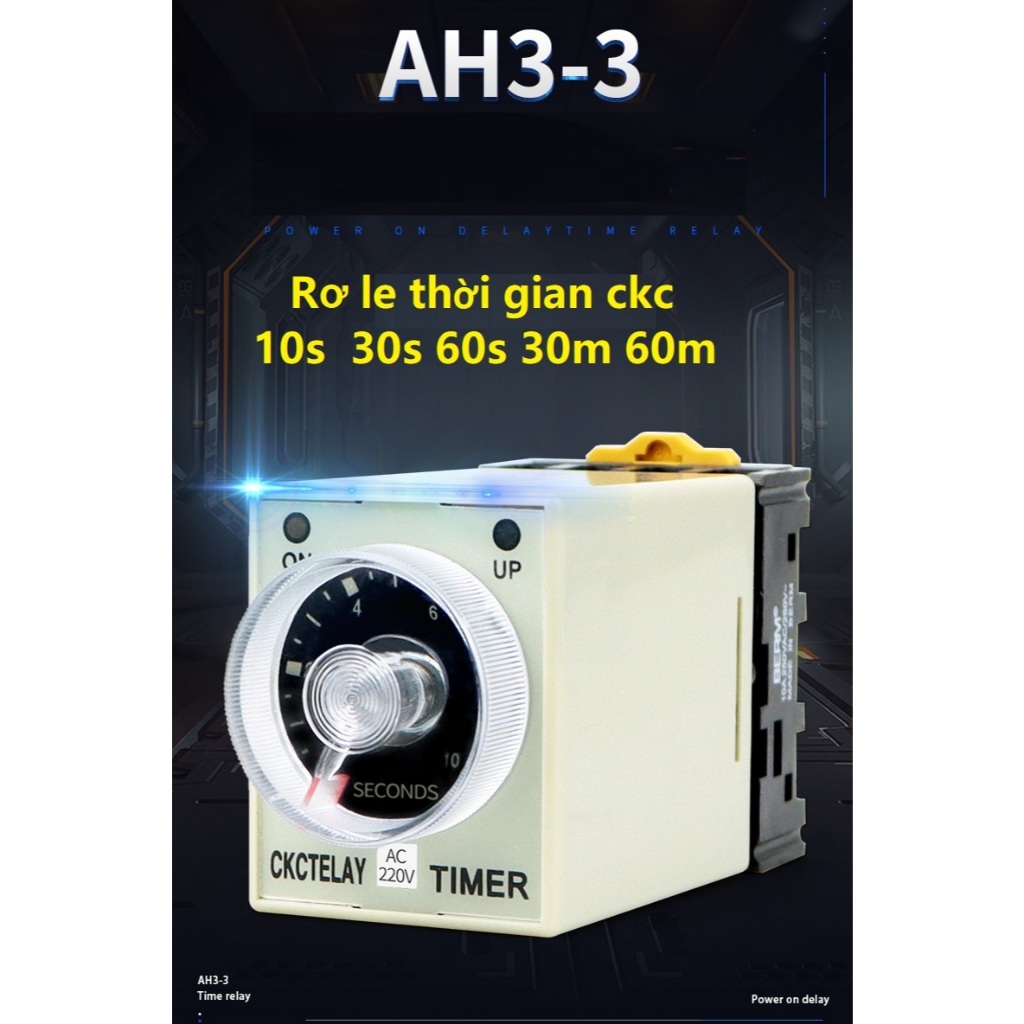 Rơ le thời gian timer CKC AH3-3 10s,60s,30 phút,60 phút. Relay CKC KÈM ĐẾ | Shopee Việt Nam