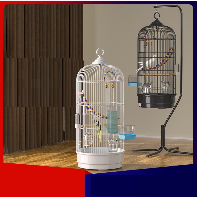 Lồng chim tròn kích thước 34x34x74cm cho vẹt lovebird, chào mào, yến ...