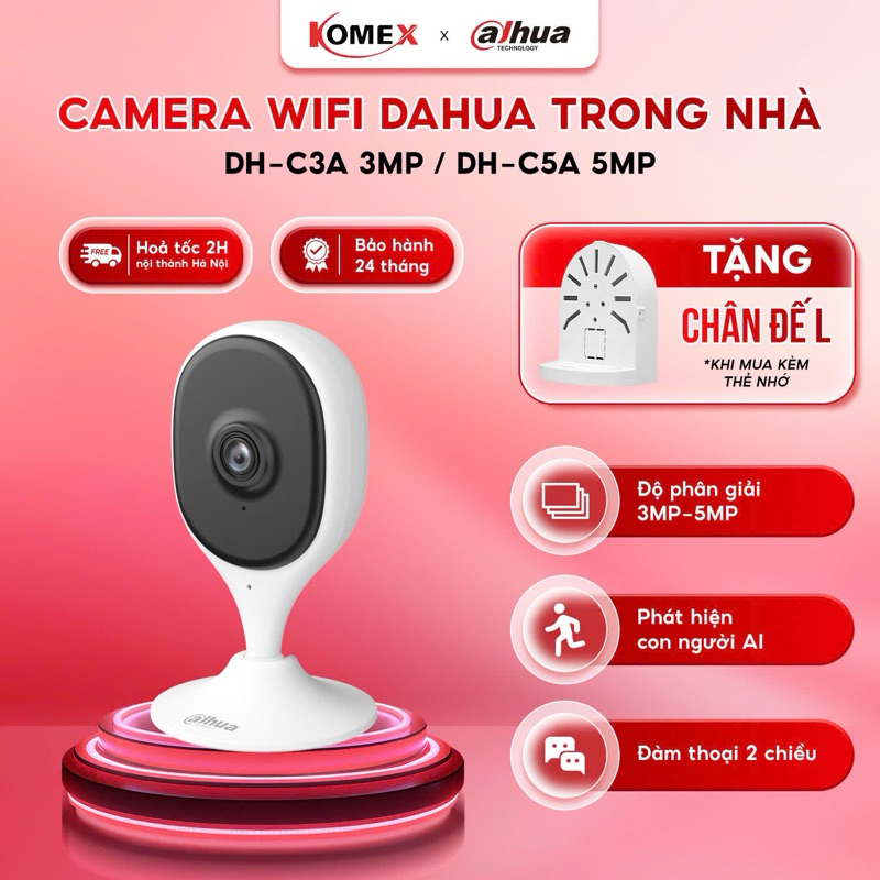 Camera Wifi cố định trong nhà DAHUA DH-C3A 3MP / DH-C5A 5MP phát hiên ...