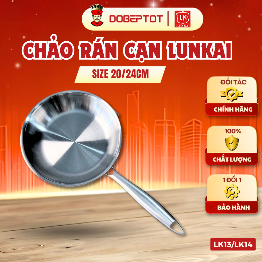 [LK13] Chảo Chiên Rán Cạn Lunkai LK13/LK14 Inox316 Size 20/24cm Chảo ...