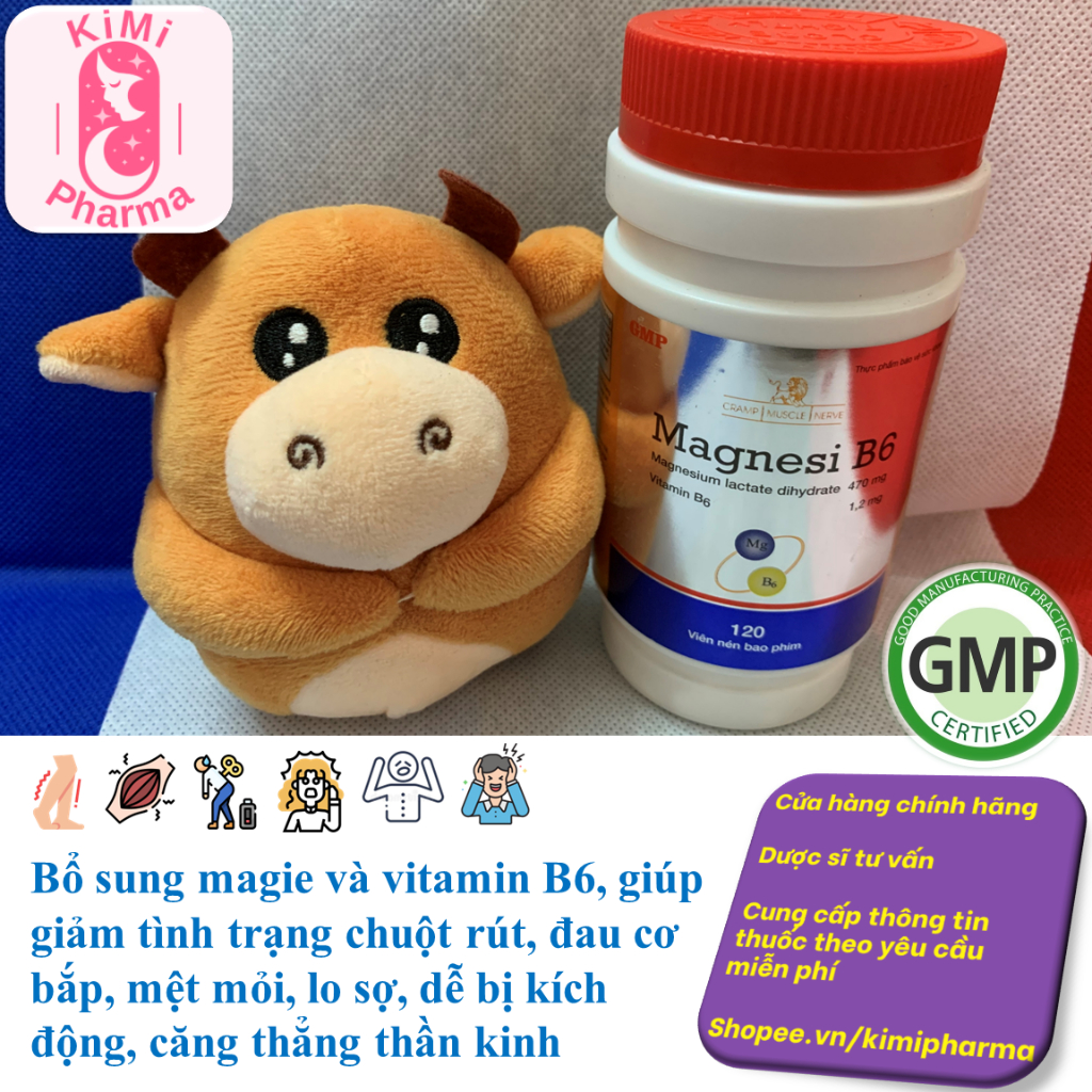 Viên magie Magnesi B6-Chai 120 viên nén | Shopee Việt Nam