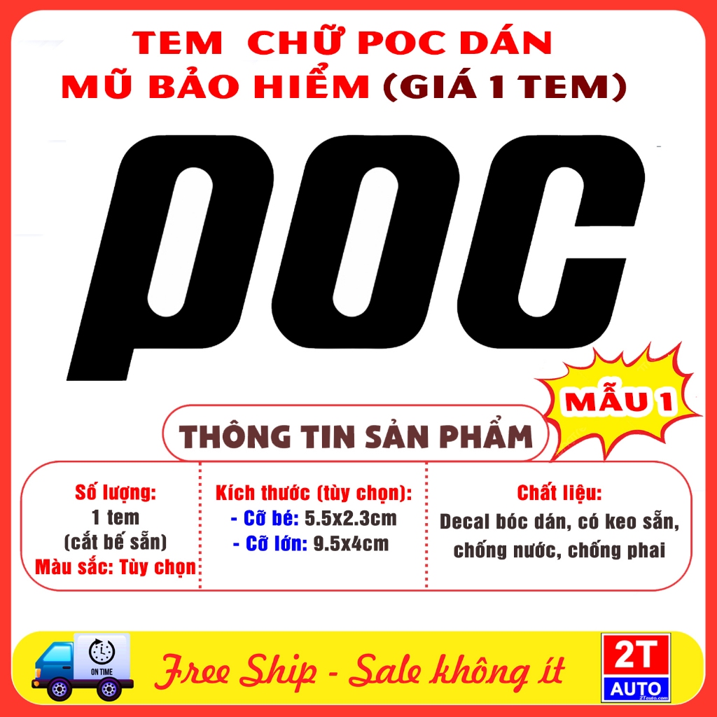 (GIÁ CHO 1 TEM)- Tem POC Dán Mũ Bảo Hiểm , Tem Decal Chữ POC Dán Nón ...