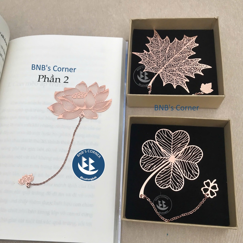 Bookmark kim loại lá phong, hoa sen, cỏ 4 lá Tinango | Shopee Việt Nam