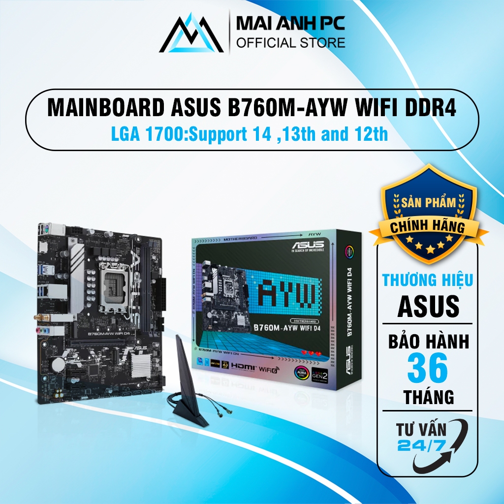 Mainboard ASUS B760M-AYW WIFI D4 ( B760/LGA1700/DDR4/mATX ) - Hàng ...