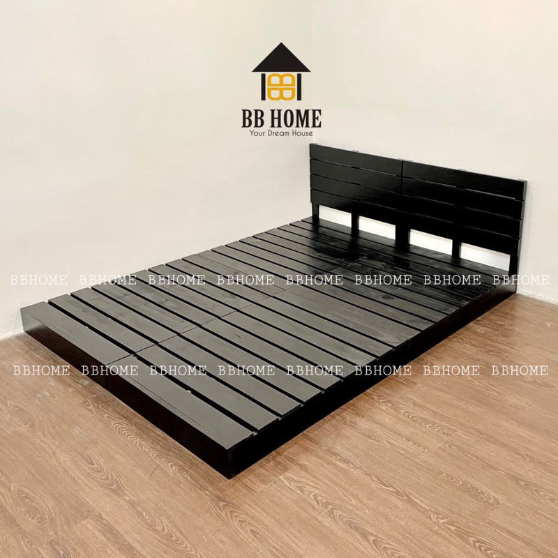 Giường kín chân-chống bụi sơn ĐEN kiểu pallet gỗ thông đóng mới BBHome | Shopee Việt Nam