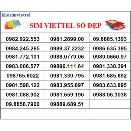 12 Sim số đẹp Viettel đầu 098 mang mệnh Hỏa, hợp tuổi mệnh Thổ, đồng giá 390k | Shopee Việt Nam