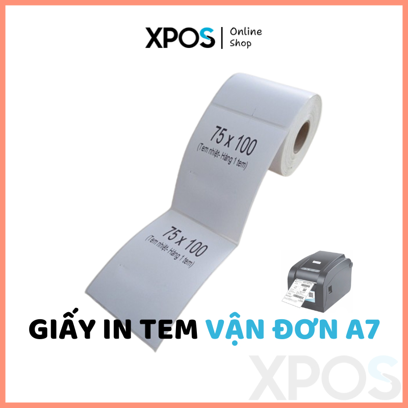 Giấy in tem 70x100mm (A7) - Giấy nhiệt có sẵn keo dán, in mã vận đơn ...