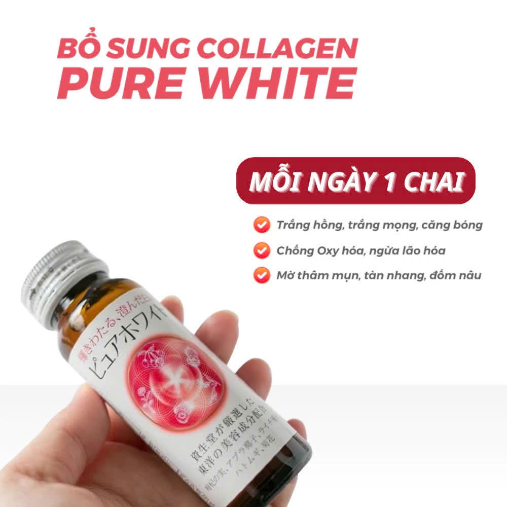 Nước uống trắng da collagen Shiseido Pure White Nhật Bản hộp 10 chai x 50ml | Shopee Việt Nam