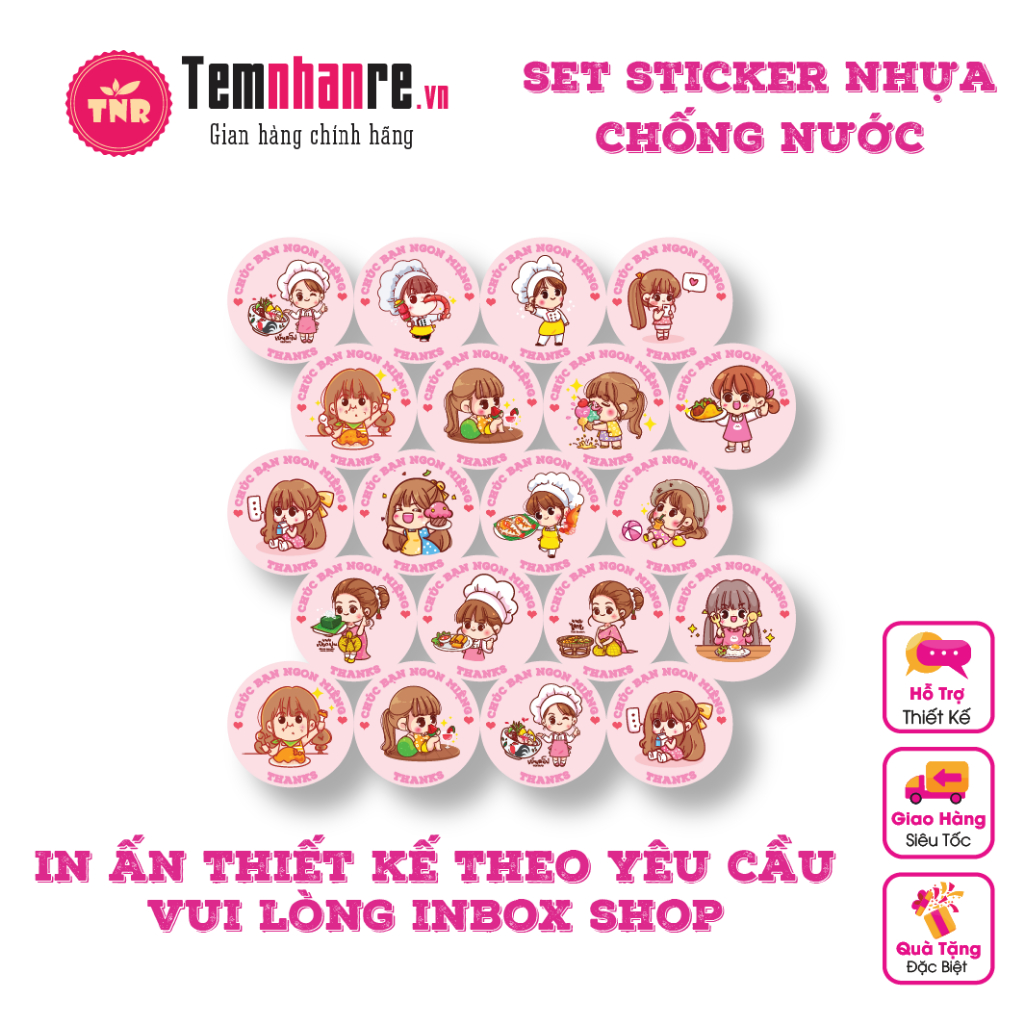 Temnhanre.vn - Bộ 20 Sticker Chúc Bạn Ngon Miệng Chibi Cute - Size 3cm ...