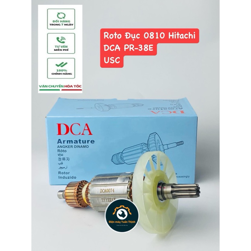 Roto đục 8 răng thẳng DCA PR-38E, Rô đục Hitachi 8 răng thẳng DCA, DC ( Tặng 1 bộ chổi than ...