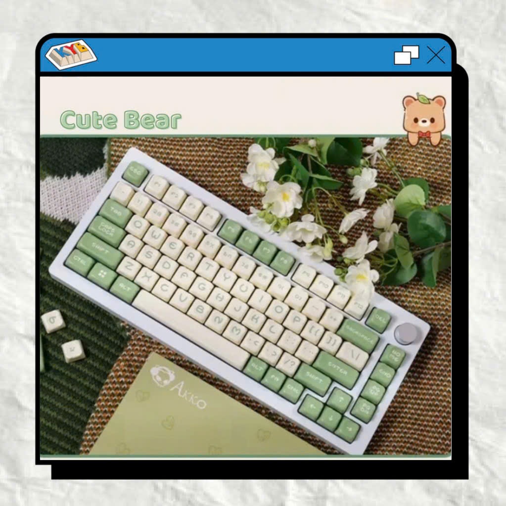 Keycap Cute Bear Profile OEM | PBT Double Shot | 122 Key | Matcha Bear ...